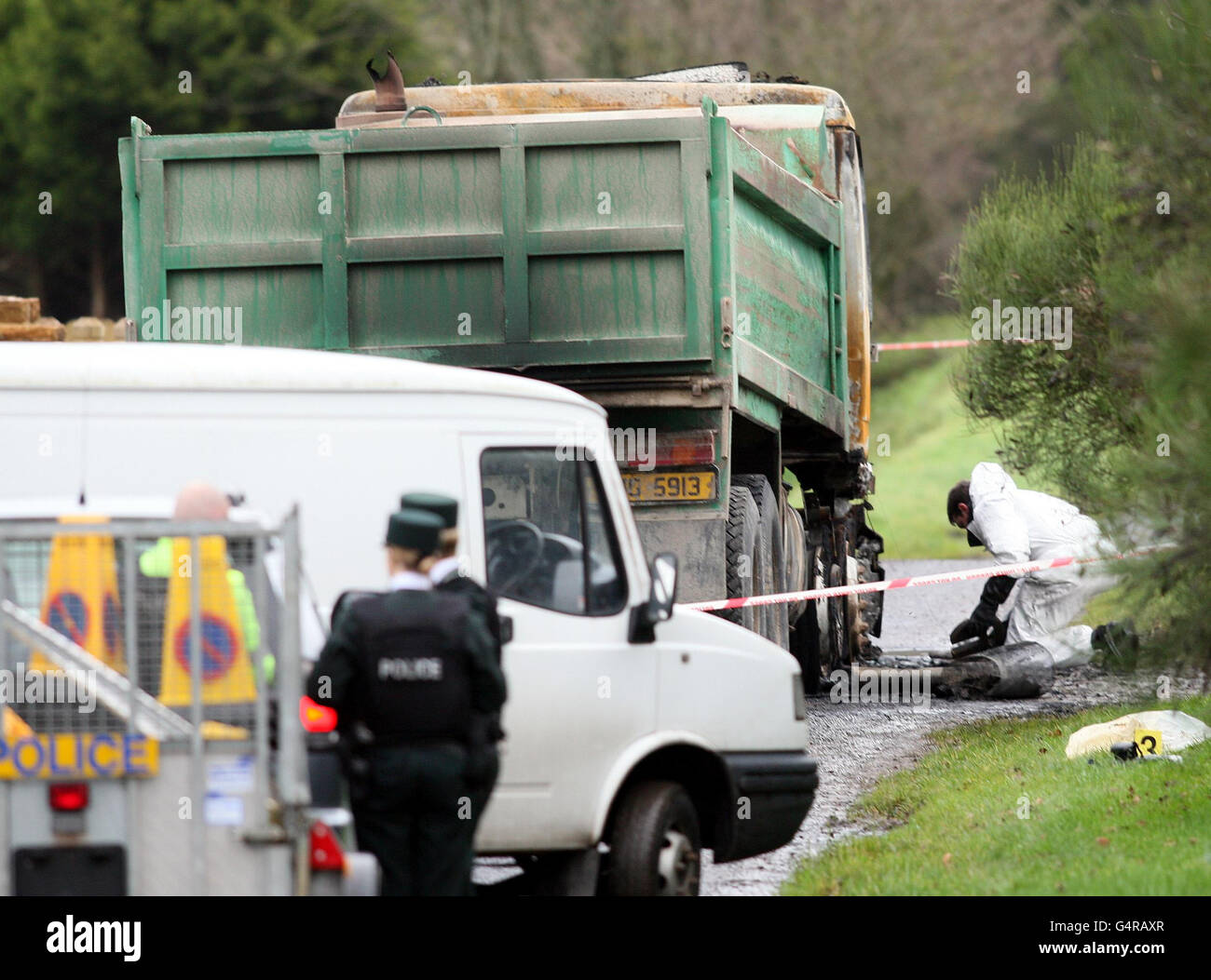 Burnt out lorry hi-res stock photography and images - Alamy