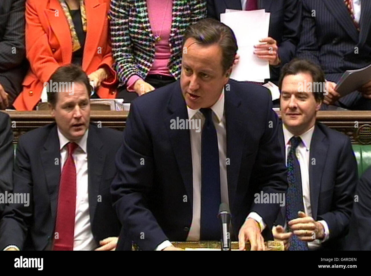 Prime Minister David Cameron speaks during Prime Minister's Questions ...
