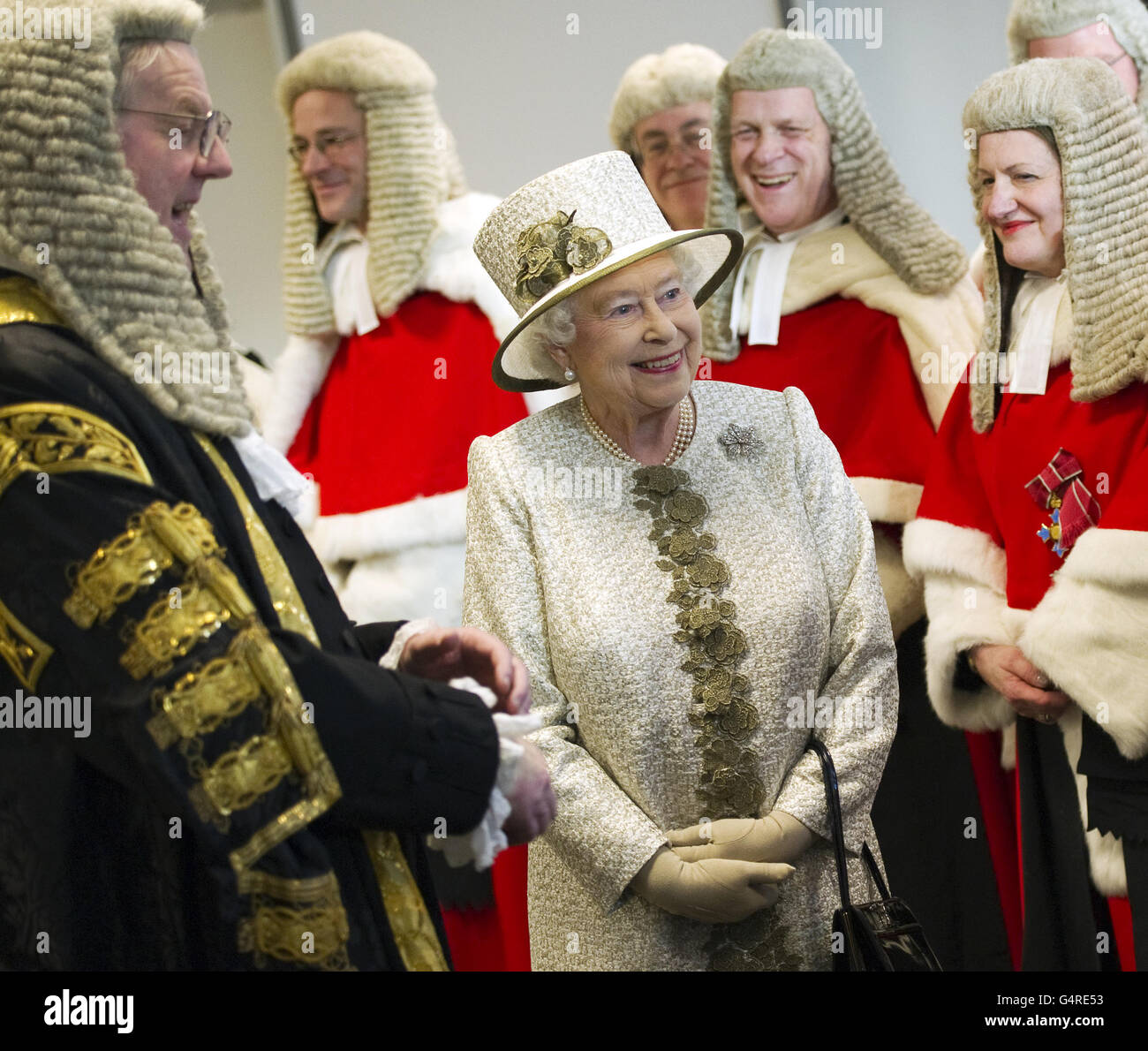 Queen Elizabeth II greets High Court judges as she officially opens the ...