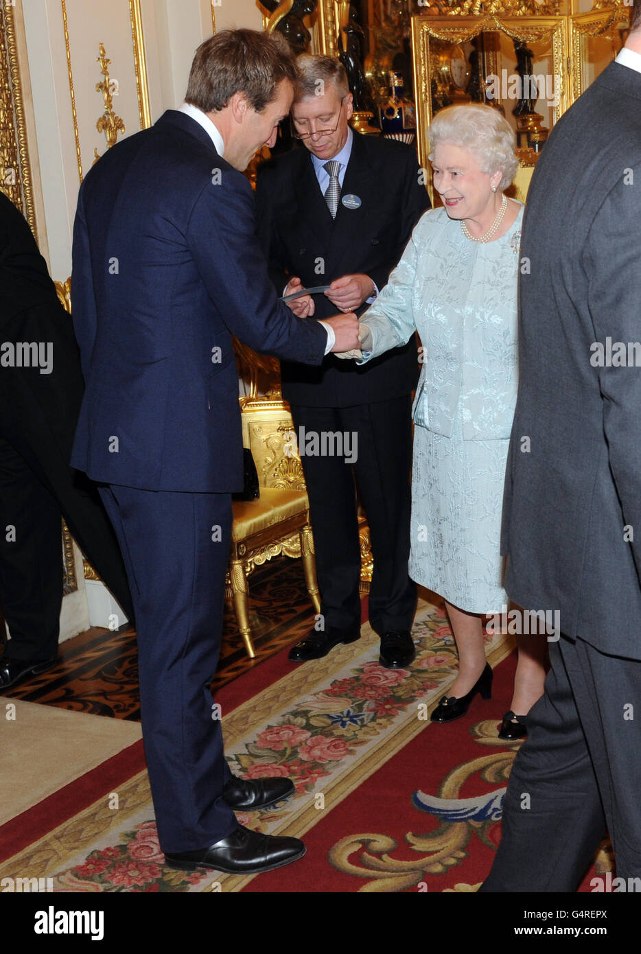 Queen elizabeth ii the duke of edinburgh with their host hi-res stock ...