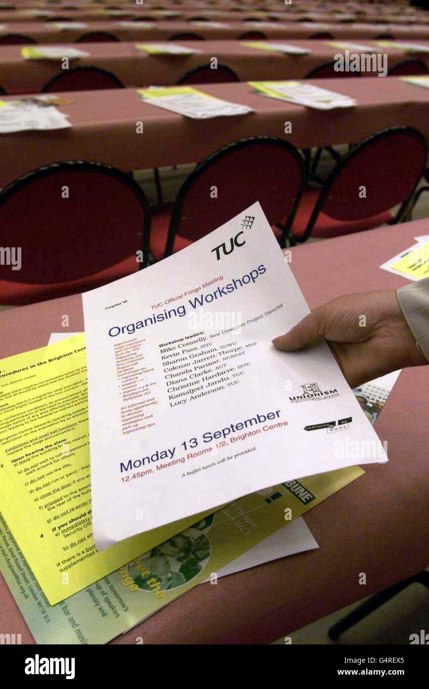 The Brighton Conference Centre is prepared for the annual TUC ...