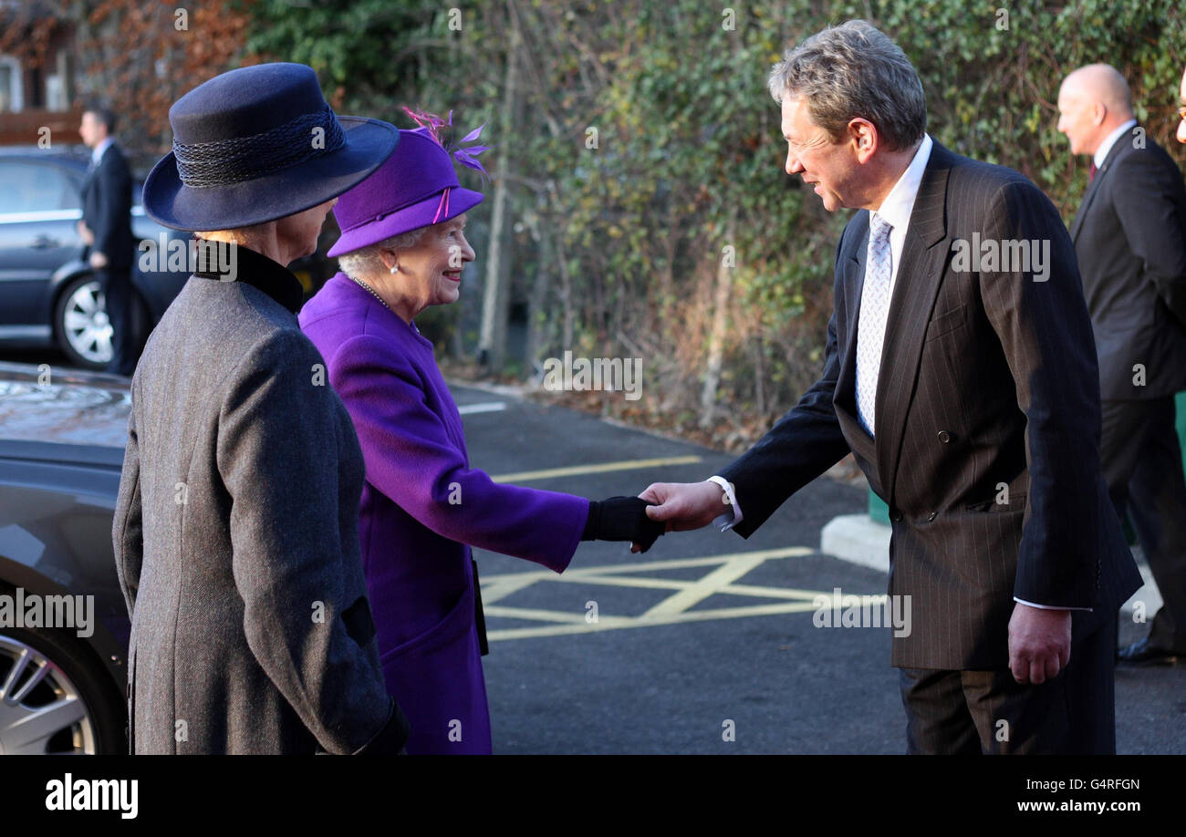 Queen Elizabeth II is met by Dr Jonathan Holliday as sje visits the ...