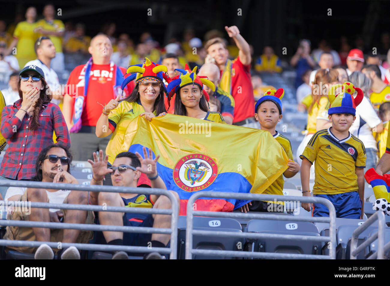East Rutherford, NJ USA - June 17, 2016: Columbian fans celebrate ...