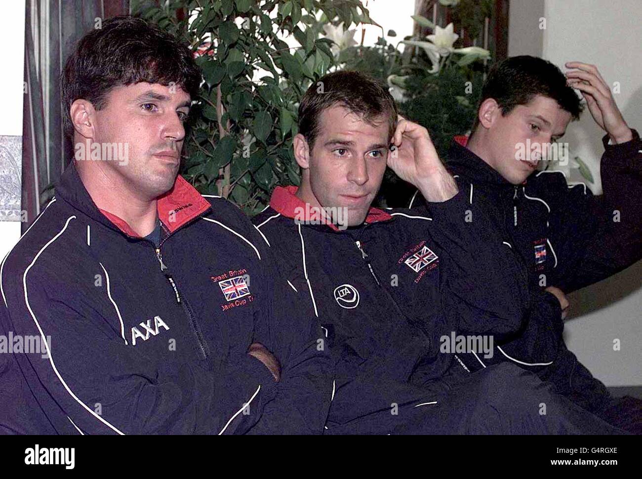 British tennis players Neil Broad (left), Greg Rusedski (centre) and ...