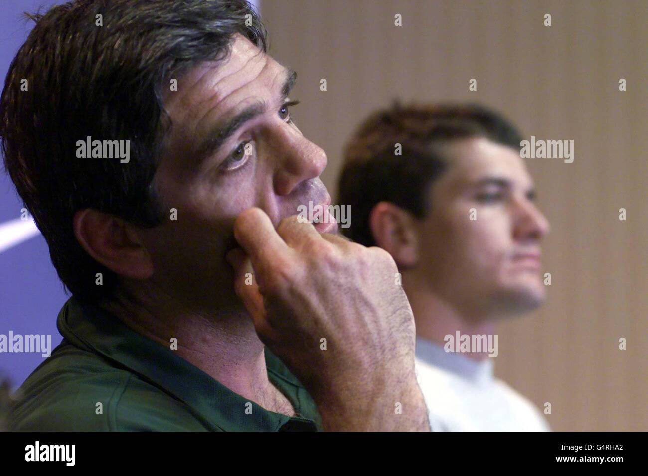 South Africa Rugby Union coach Nick Mallett (left) and Captain Joost ...