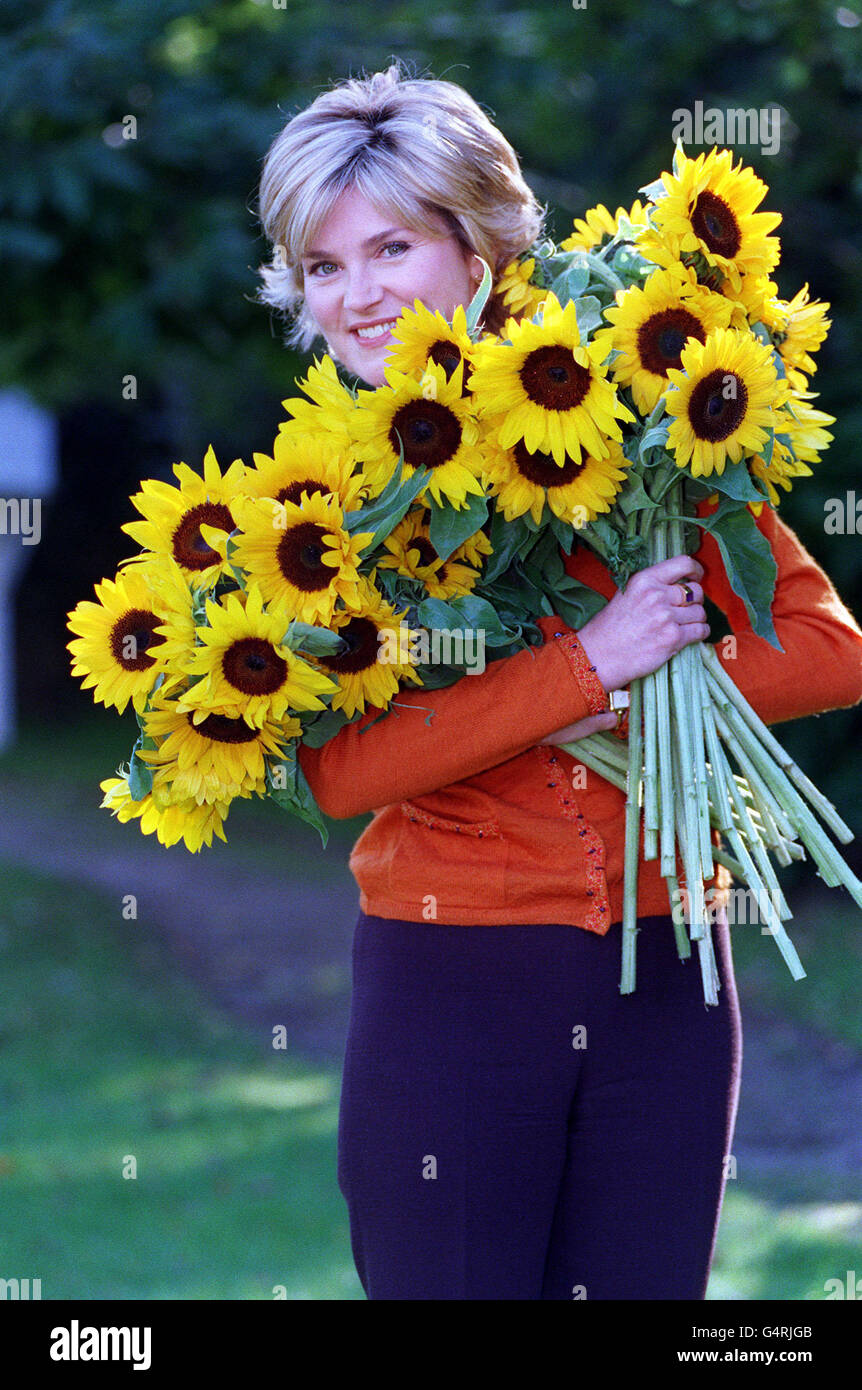 Former GMTV presenter Anthea Turner holding Sunflowers at the launch of ...