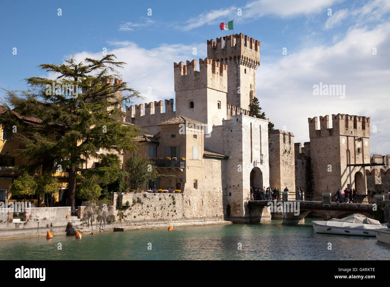 Scaliger Castle, Castello Scaligero, a moated castle, Sirmione, Lake ...