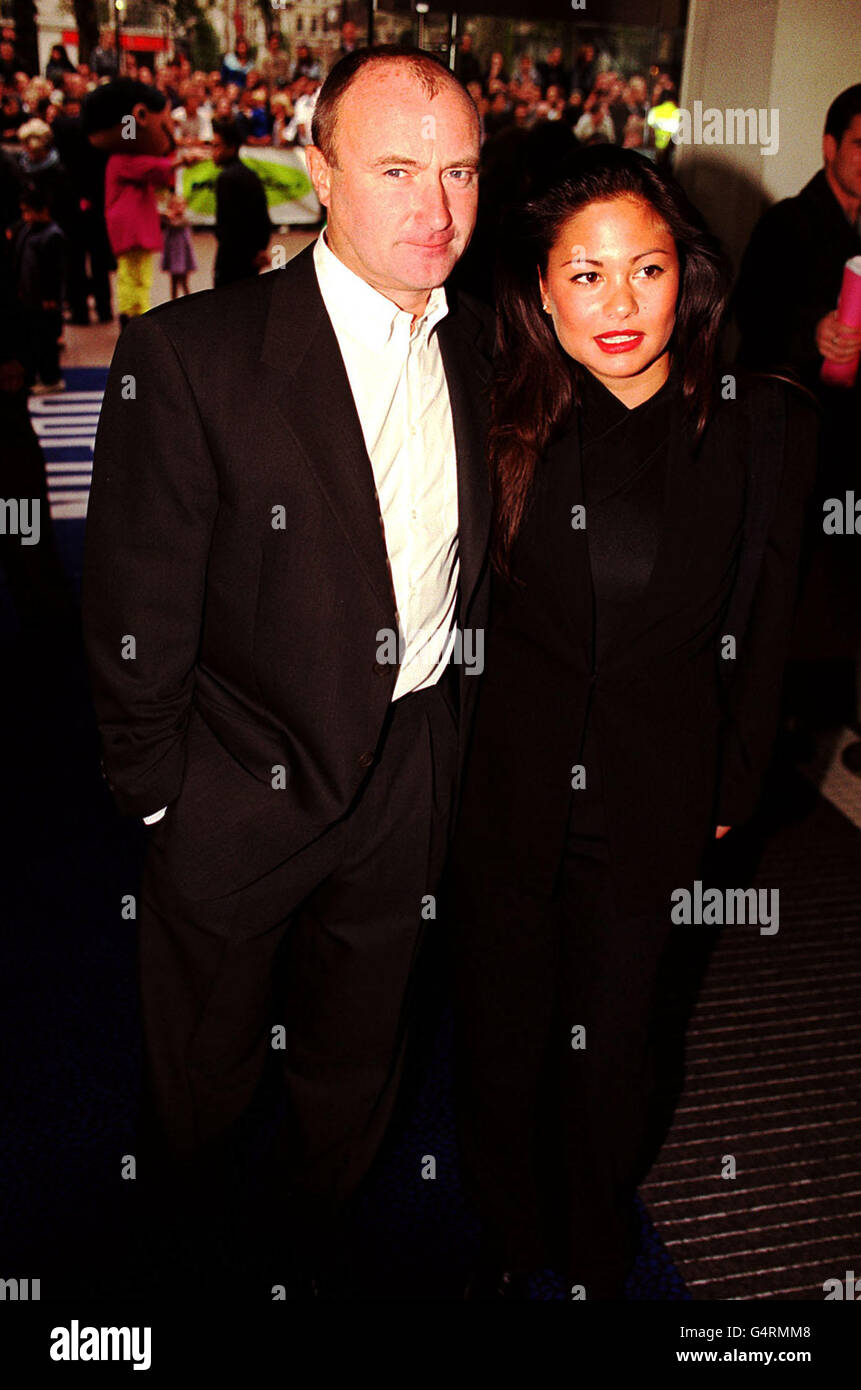 Singer Phil Collins with his new wife Orianne, arrive at the Odeon ...