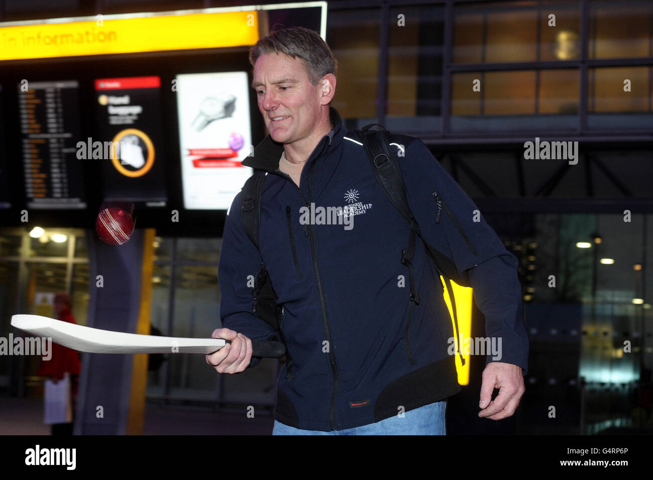 Explorer Neil Laughton practices his cricket skills before he departs ...