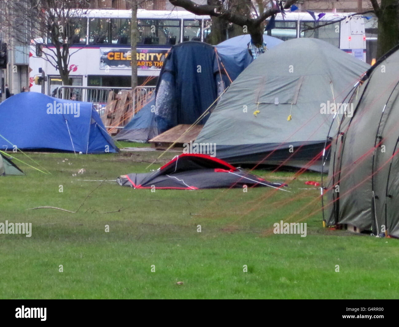 A collapsed tent at the Occupy Edinburgh demo in St Andrew Square, as ...