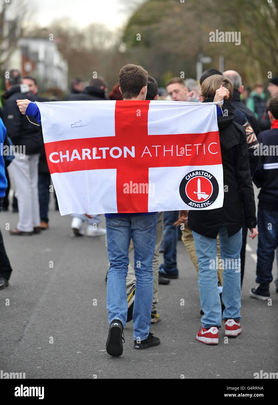 Charlton fans flag hi-res stock photography and images - Alamy