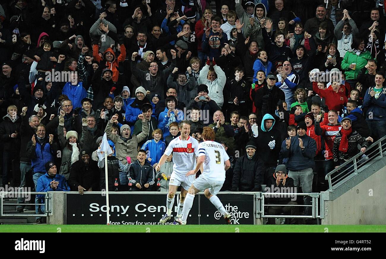 Milton Keynes Dons' Dean Bowditch celebrates scoring his side's first ...