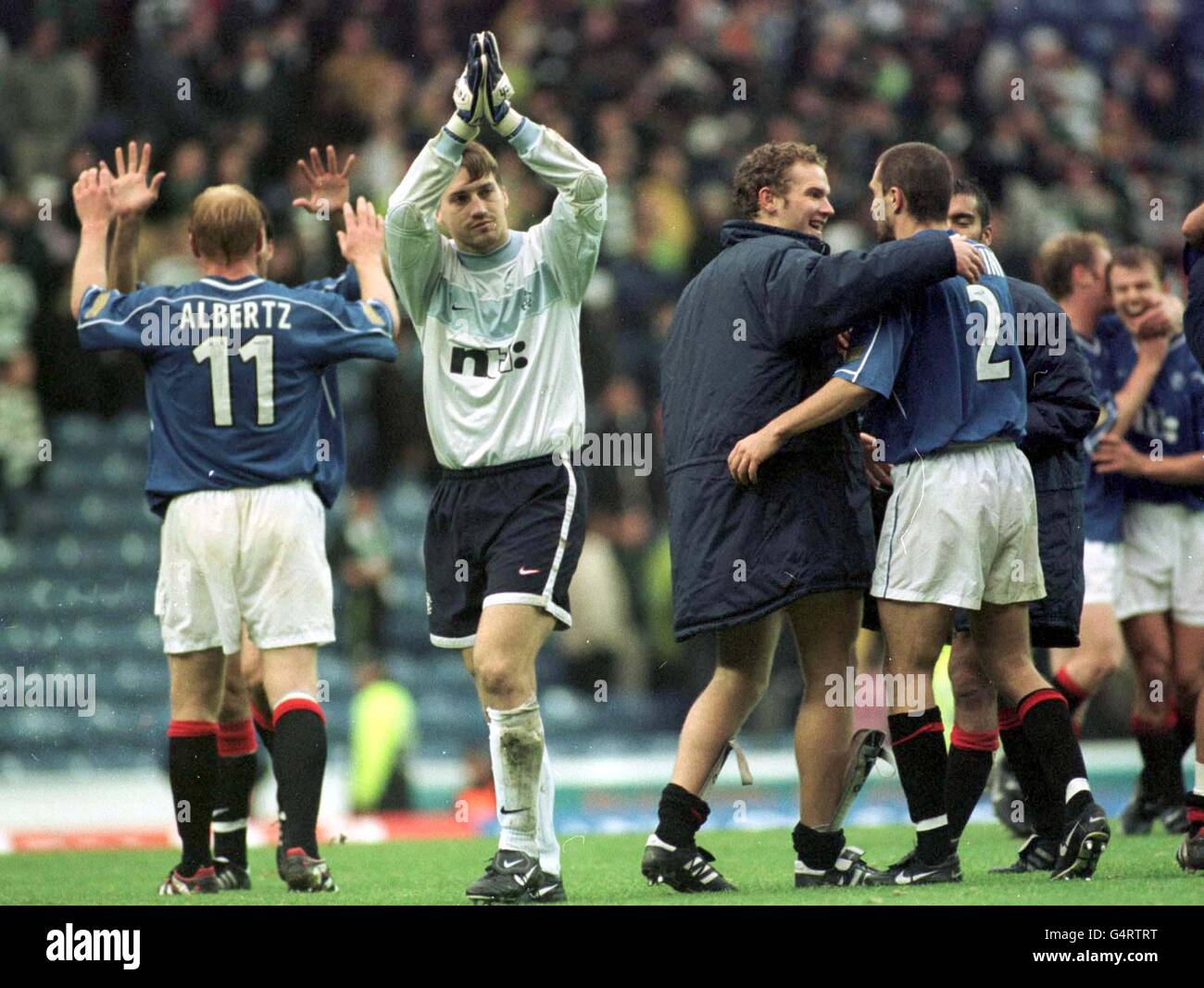 Rangers goalkeeper stefan klos celebrates victory hi-res stock ...