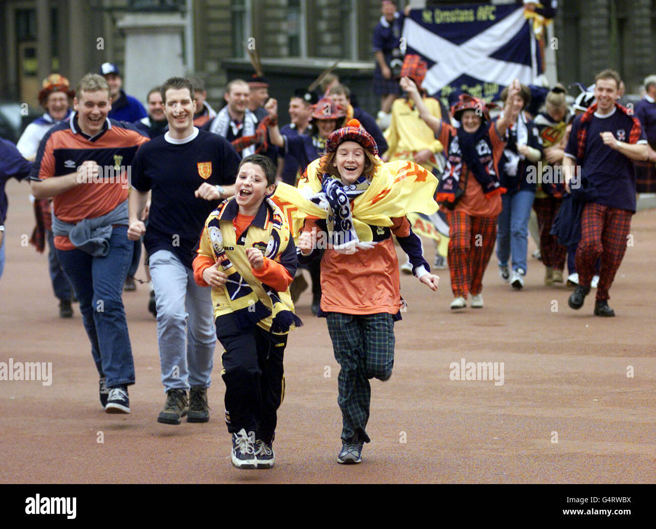 Scotland football fans gather in Glasgow's George Square before the ...