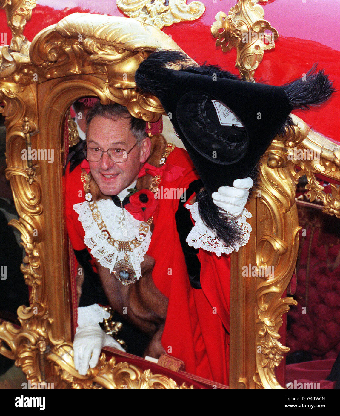 The new Lord Mayor of London Clive Martin, waves to the crowd from his ...