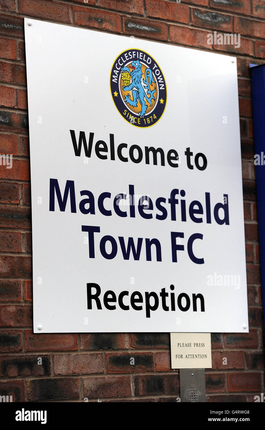 Welcome to macclesfield town fc reception sign hi-res stock photography ...