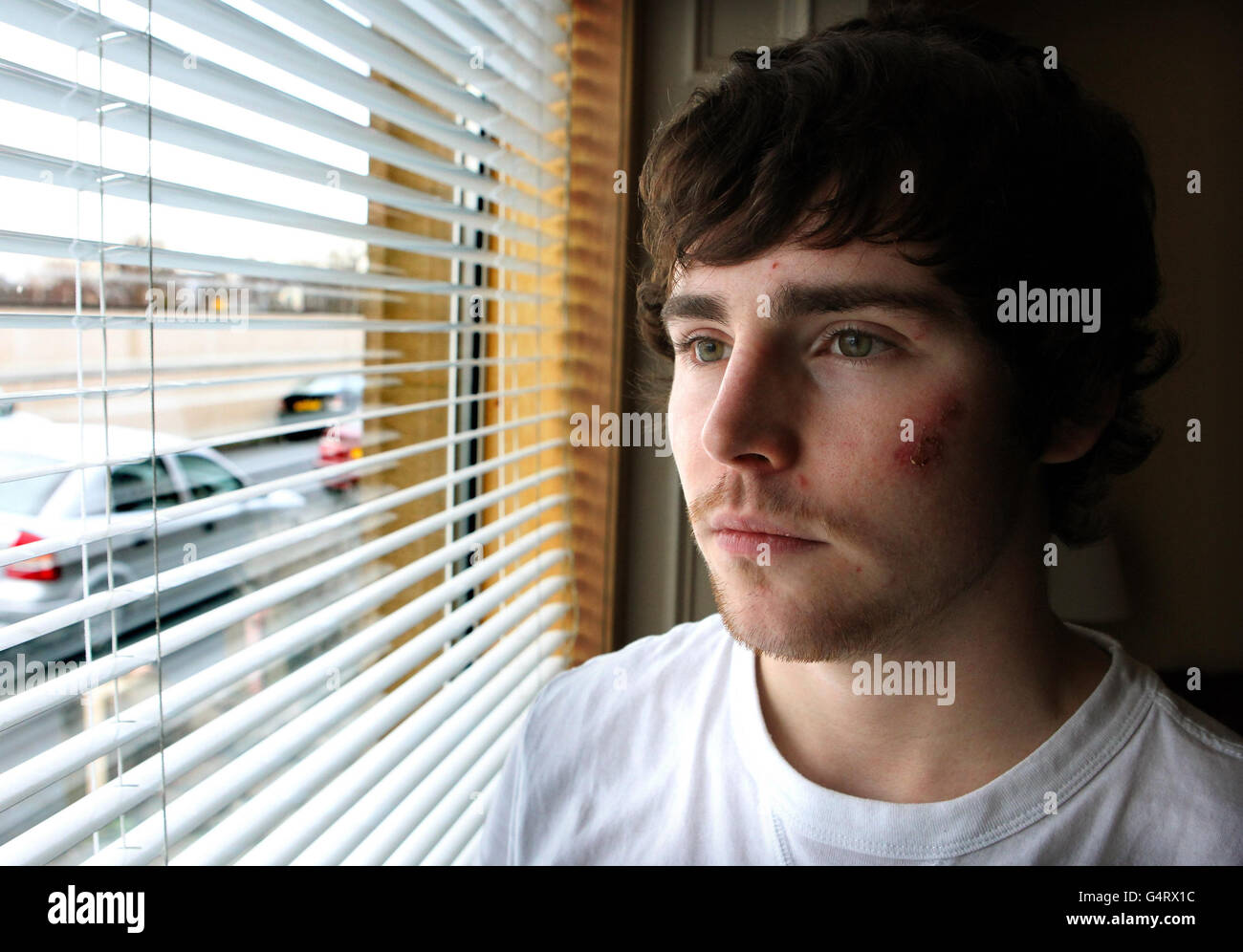 Sam Main at his home in Falkirk, Central Scotland, after he became an ...