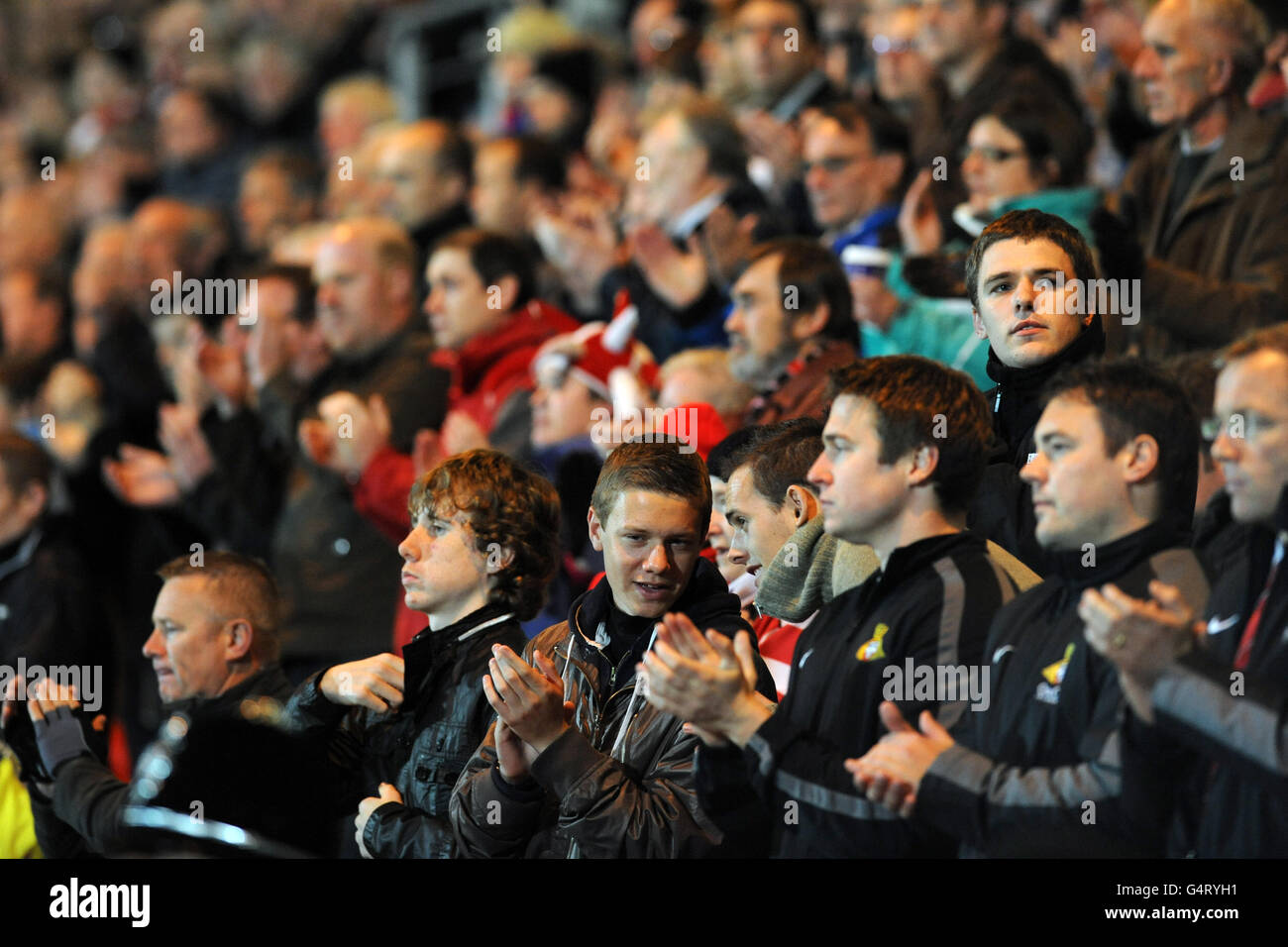 Doncaster rovers fans show their support in the stands hi-res stock ...
