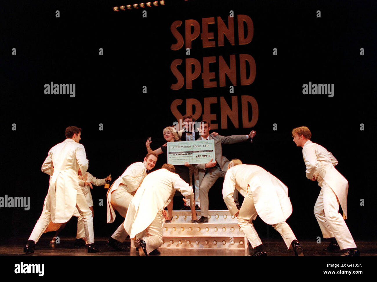 Actors Rachel Leskovac (left, holding cheque) and Stephen Houghton ...