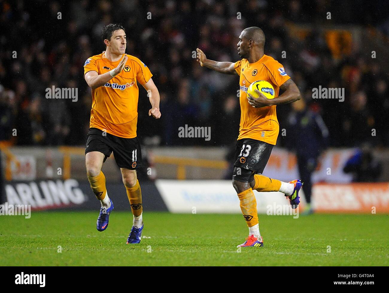 Wolverhampton Wanderers' Ronald Zubar (right) celebrates with team mate ...