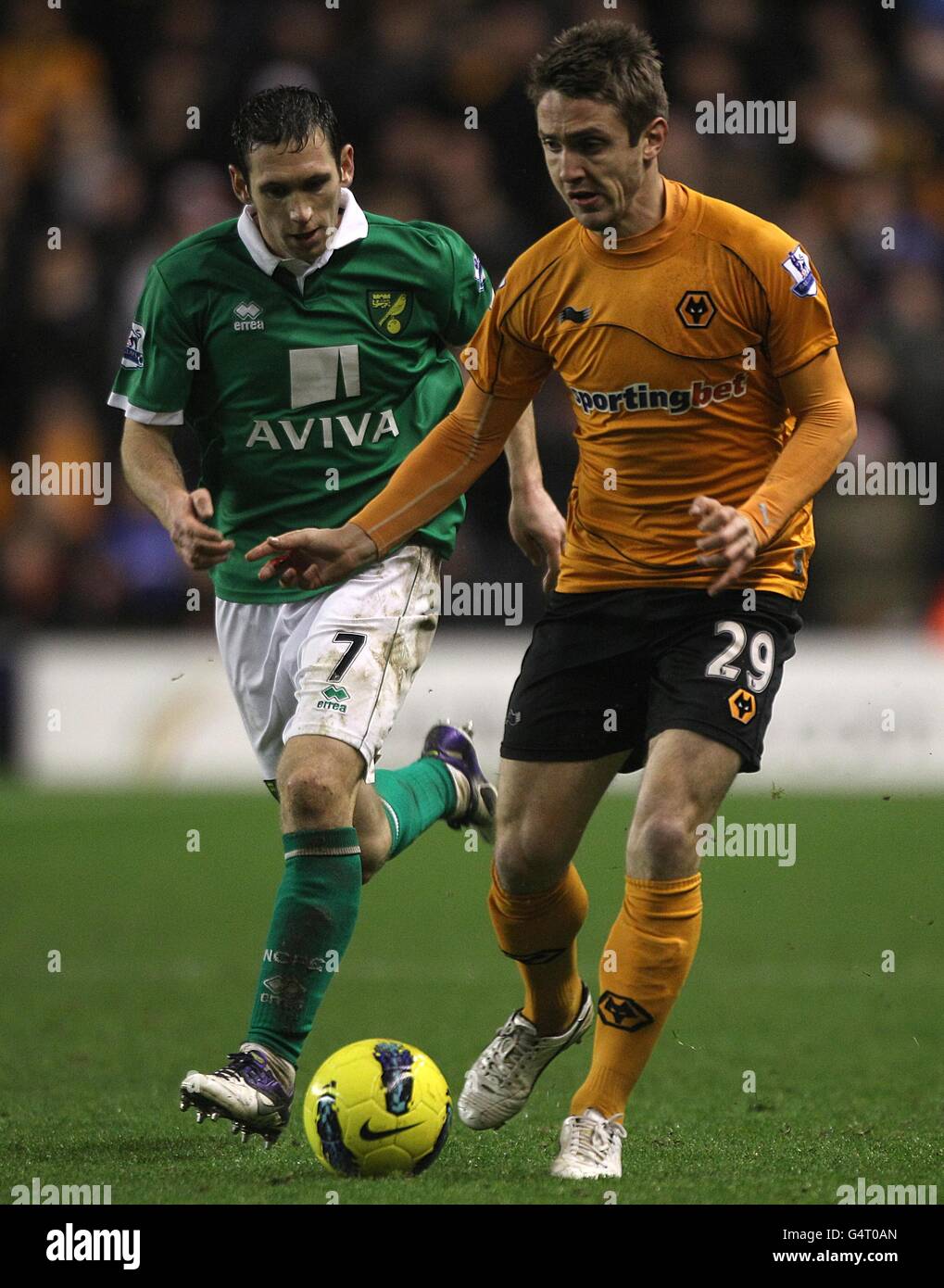 Norwich City's Andrew Crofts and Wolverhampton Wanderers' Kevin Doyle ...