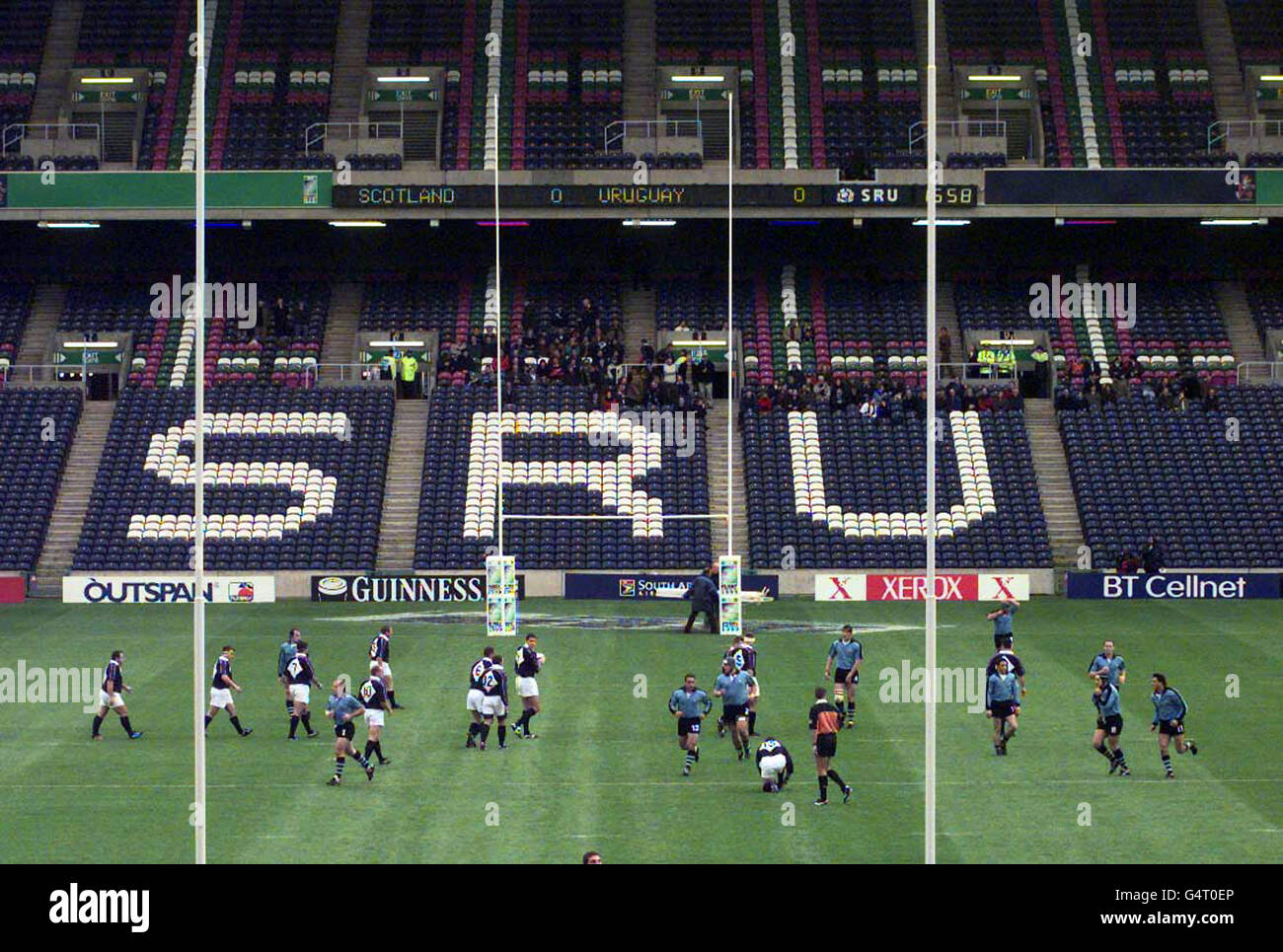 Empty seats in the stands during the Rugby World Cup game between ...