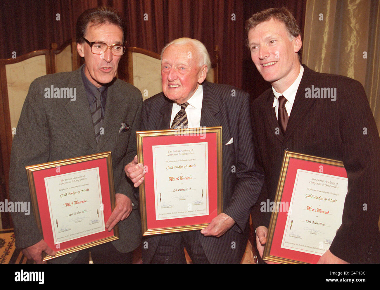 Veteran composer Conrad Leonard with record producer Muff Winwood (L ...
