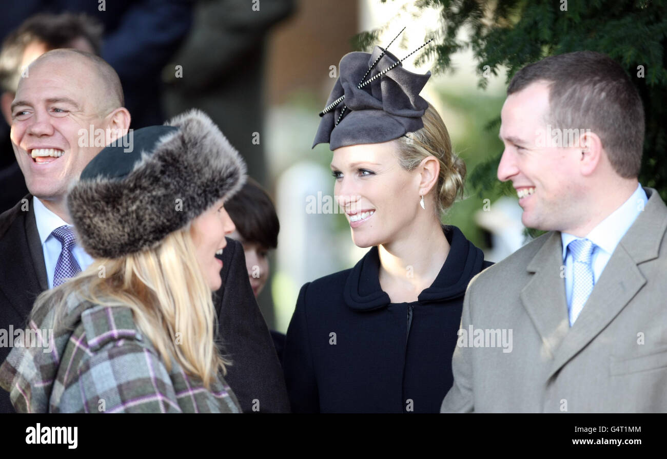 Zara and peter phillips attend st mary magdalene church hi-res stock ...