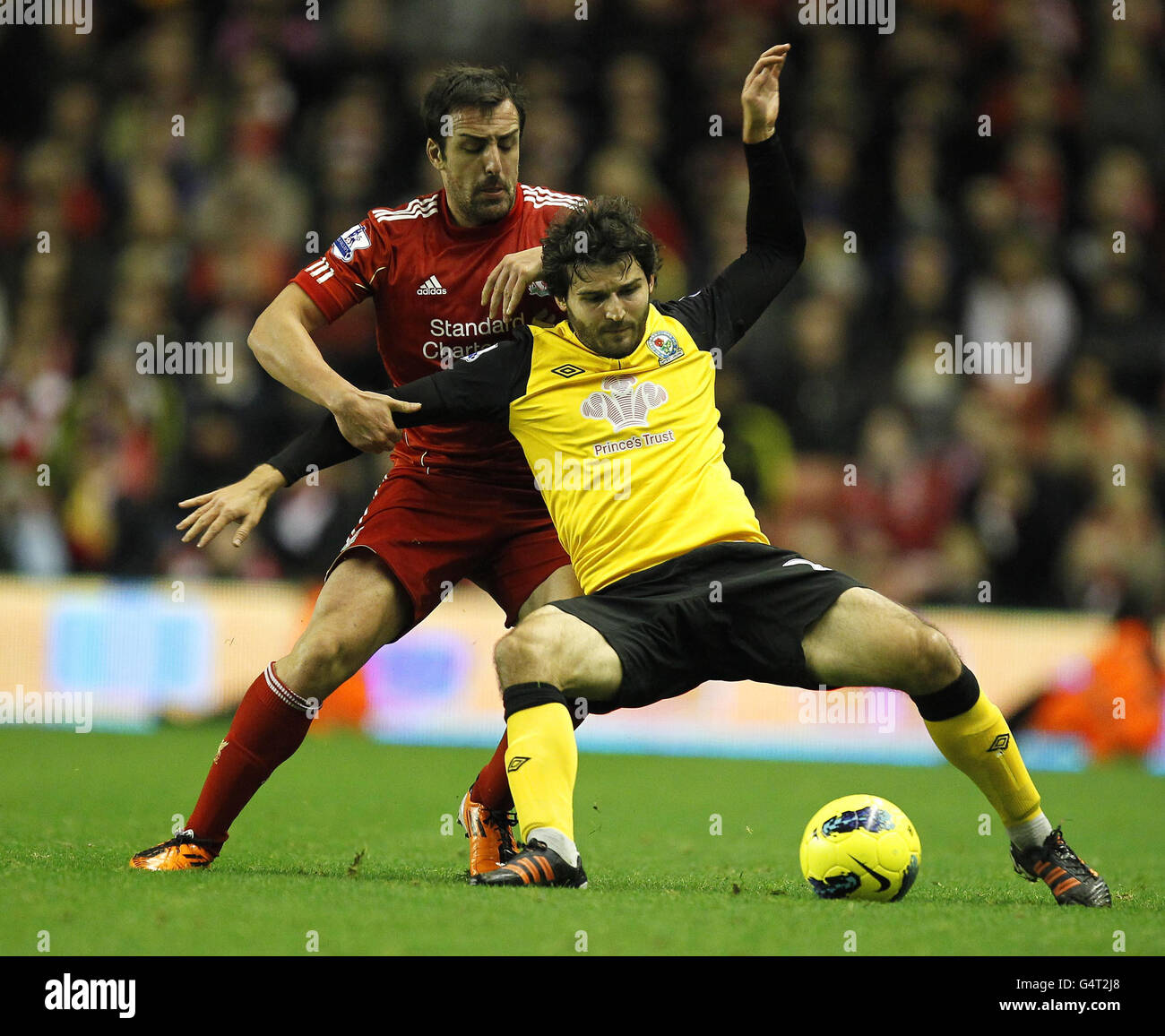 Liverpool's Sanchez Jose Enrique (left) in action with Blackburn's ...