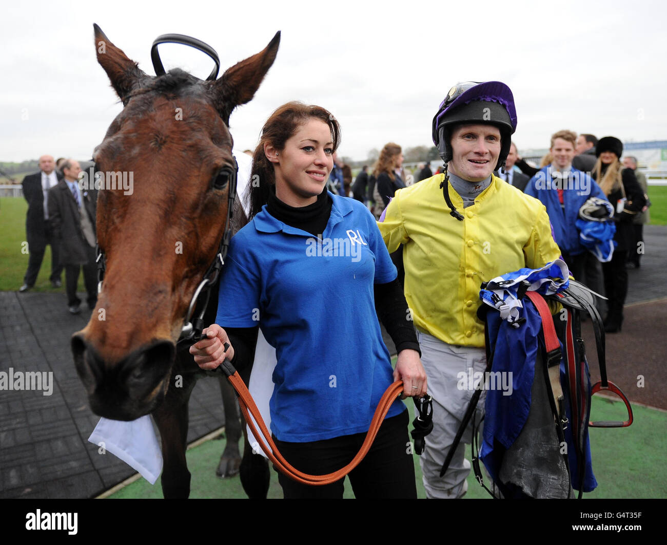 Jockey Charlie Poste (right) with Le Beau Bai, winner of The Coral ...