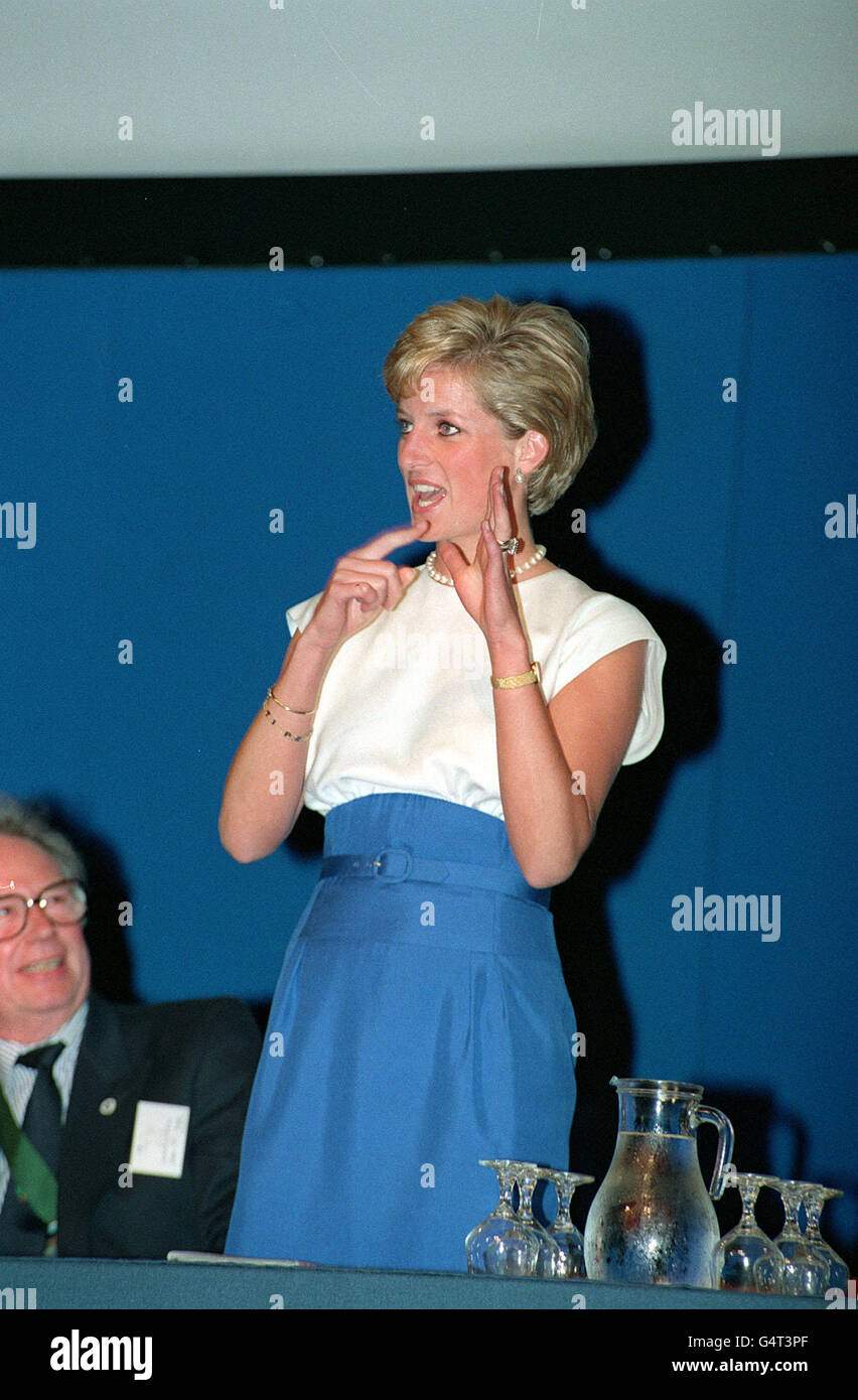 The Princess of Wales showing her skills at using sign language during ...