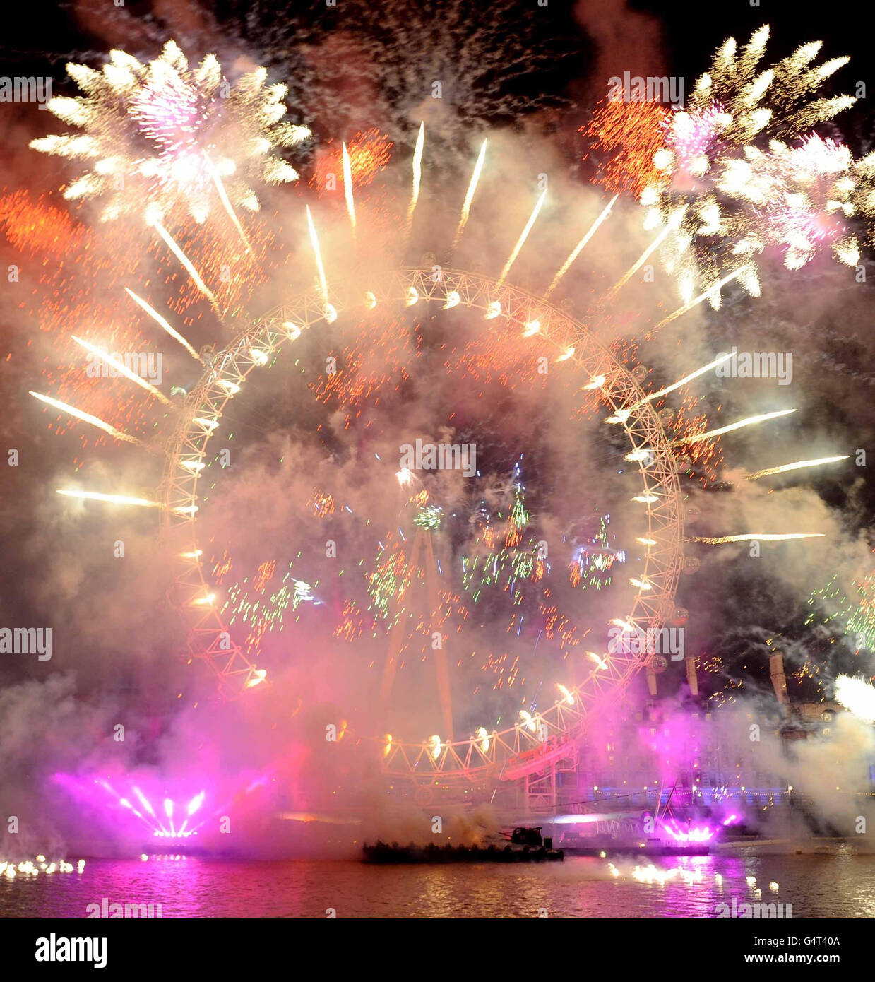 Fireworks over the London Eye, in central London, as part of the New ...
