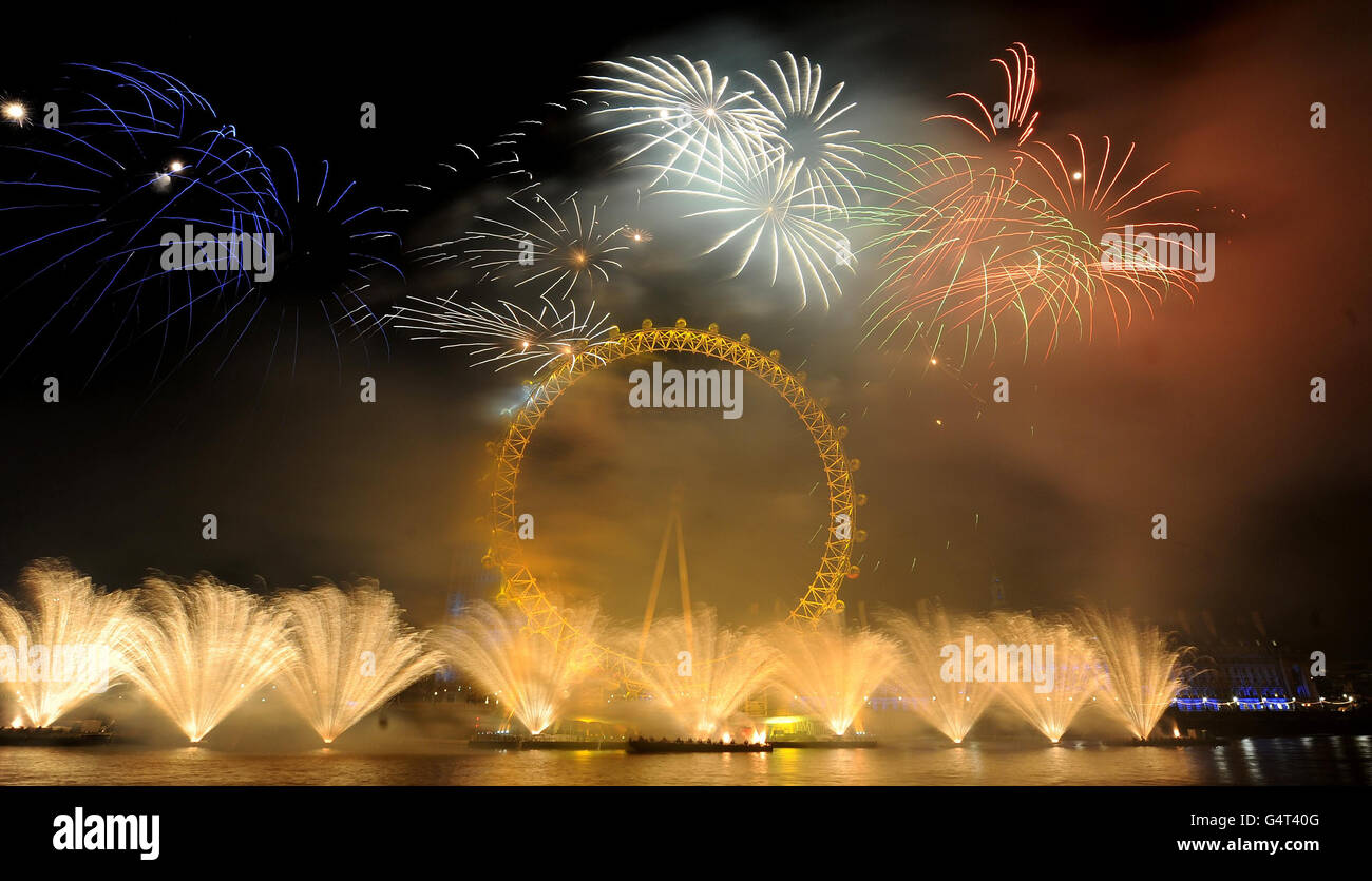 Fireworks over the London Eye, in central London, as part of the New ...