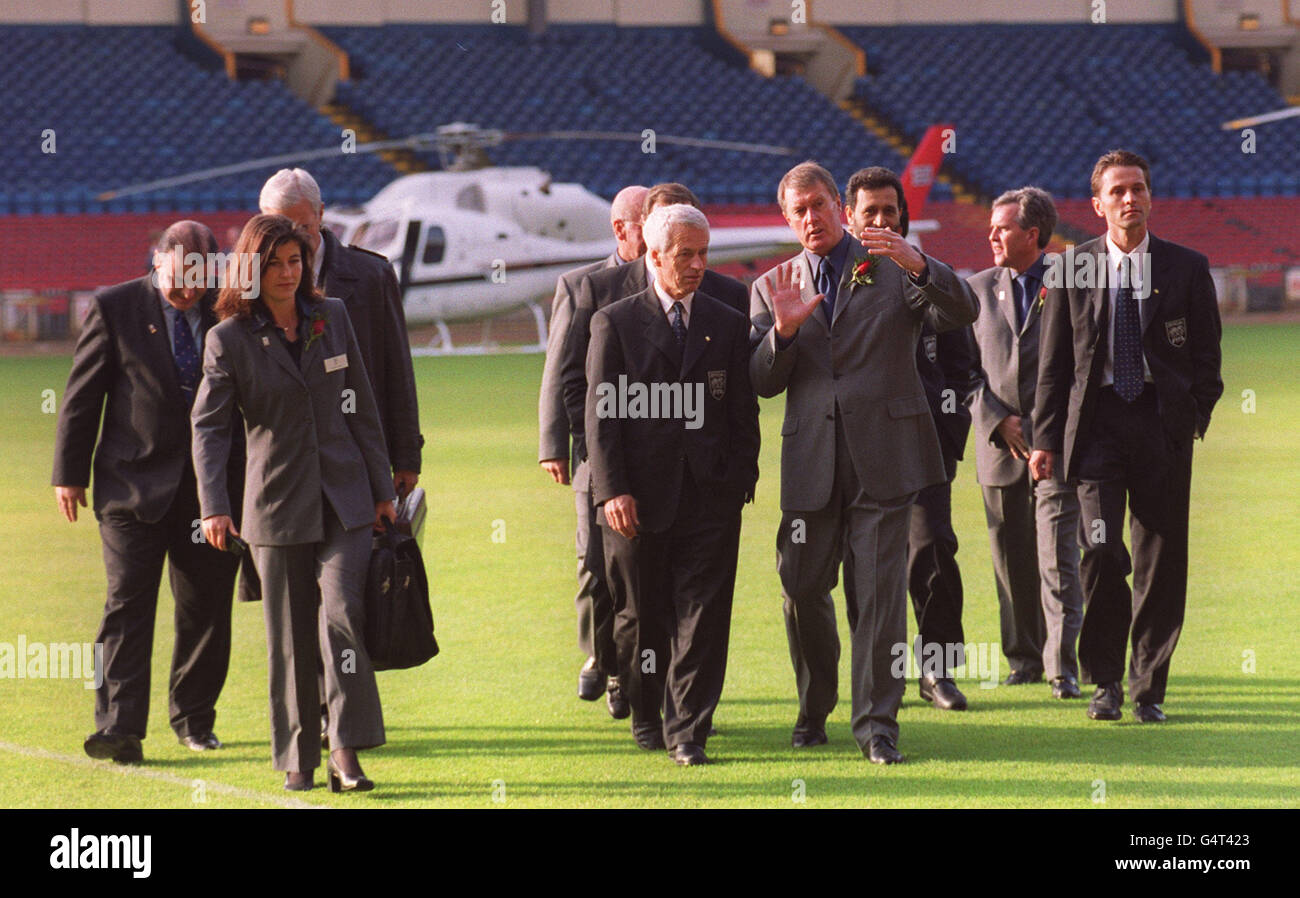 The Fifa delegation, with Walter Sieber, Sir Geoff Hurst (front centre ...