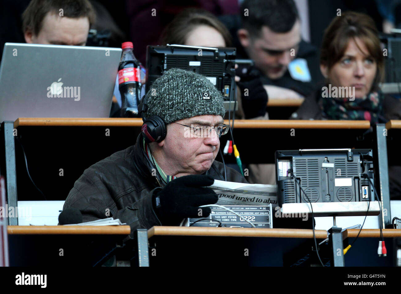 Radio 5 commentator pat murphy in the stands hi-res stock photography ...