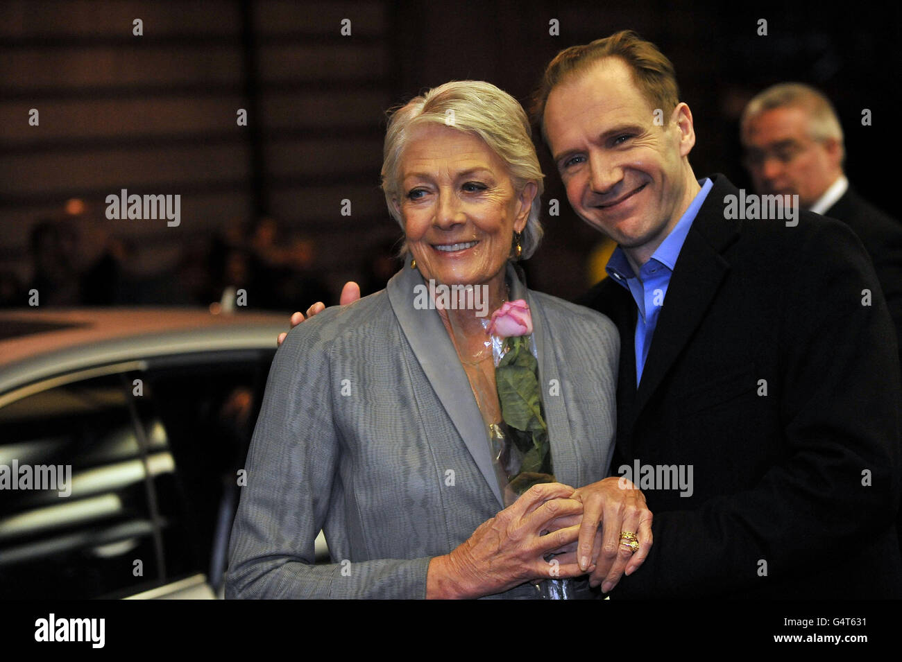 Director and star Ralph Fiennes arrives with co-star Vanessa Redgrave ...