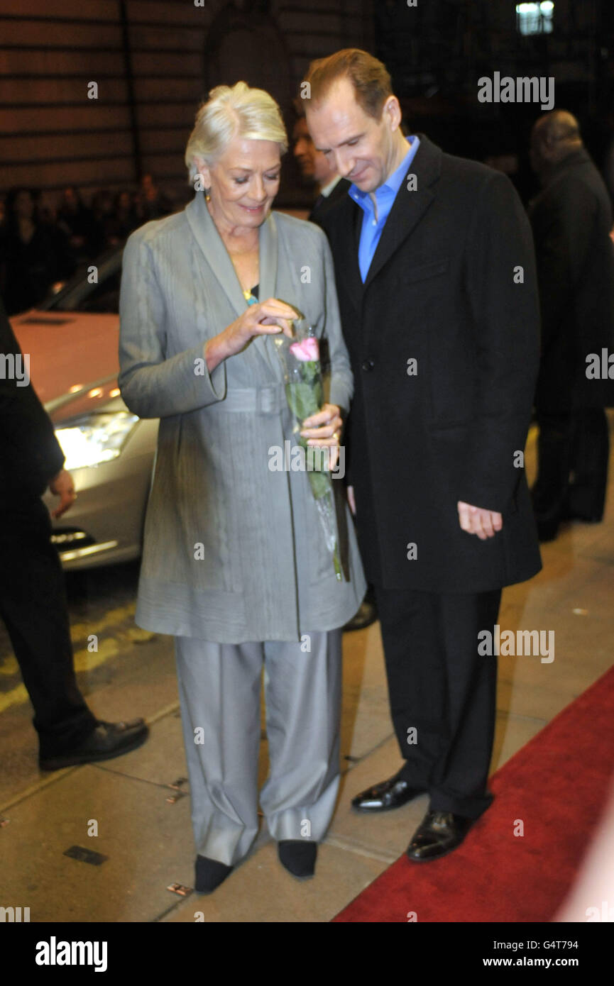 Director and star Ralph Fiennes arrives with co-star Vanessa Redgrave ...