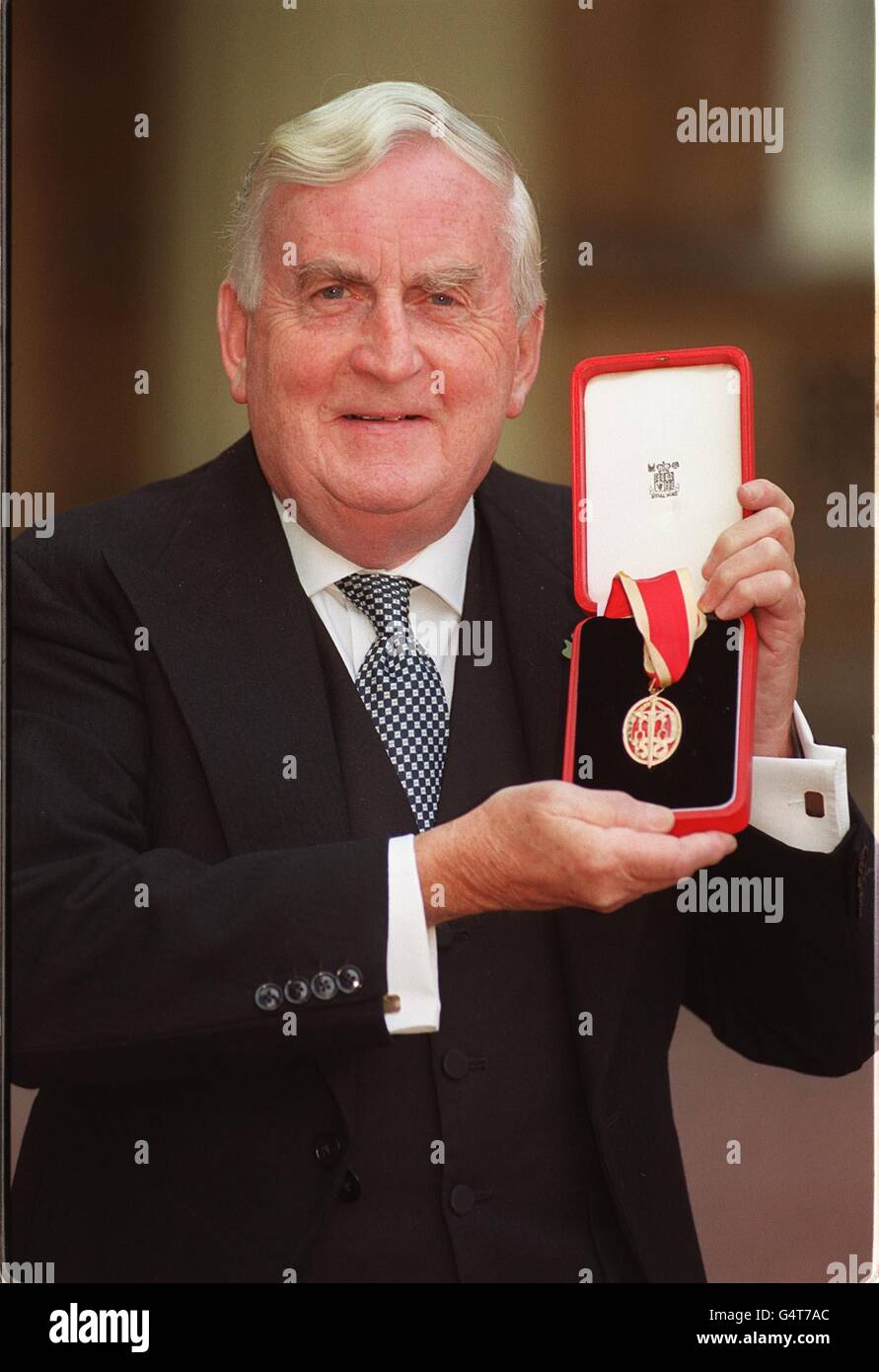 Former Attorney General Sir John Morris after receiving a knighthood ...