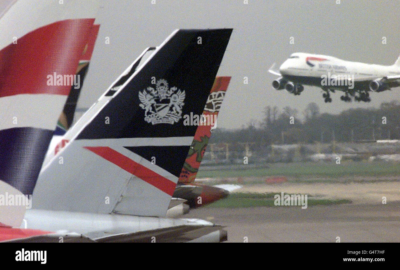 British airways aircraft tail fins hi-res stock photography and images ...