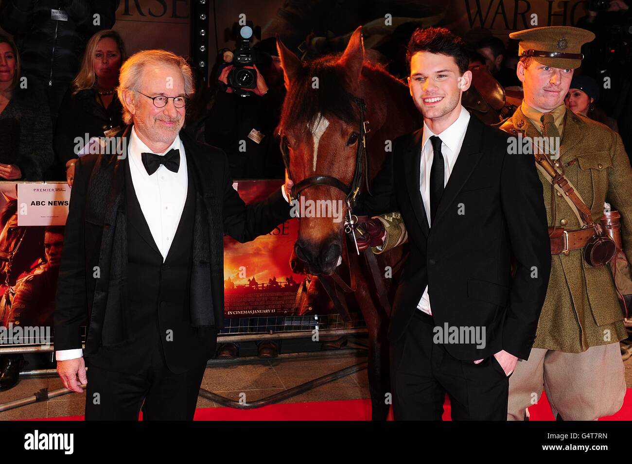 Steven Spielberg and Jeremy Irvine arriving for the UK premiere of War ...