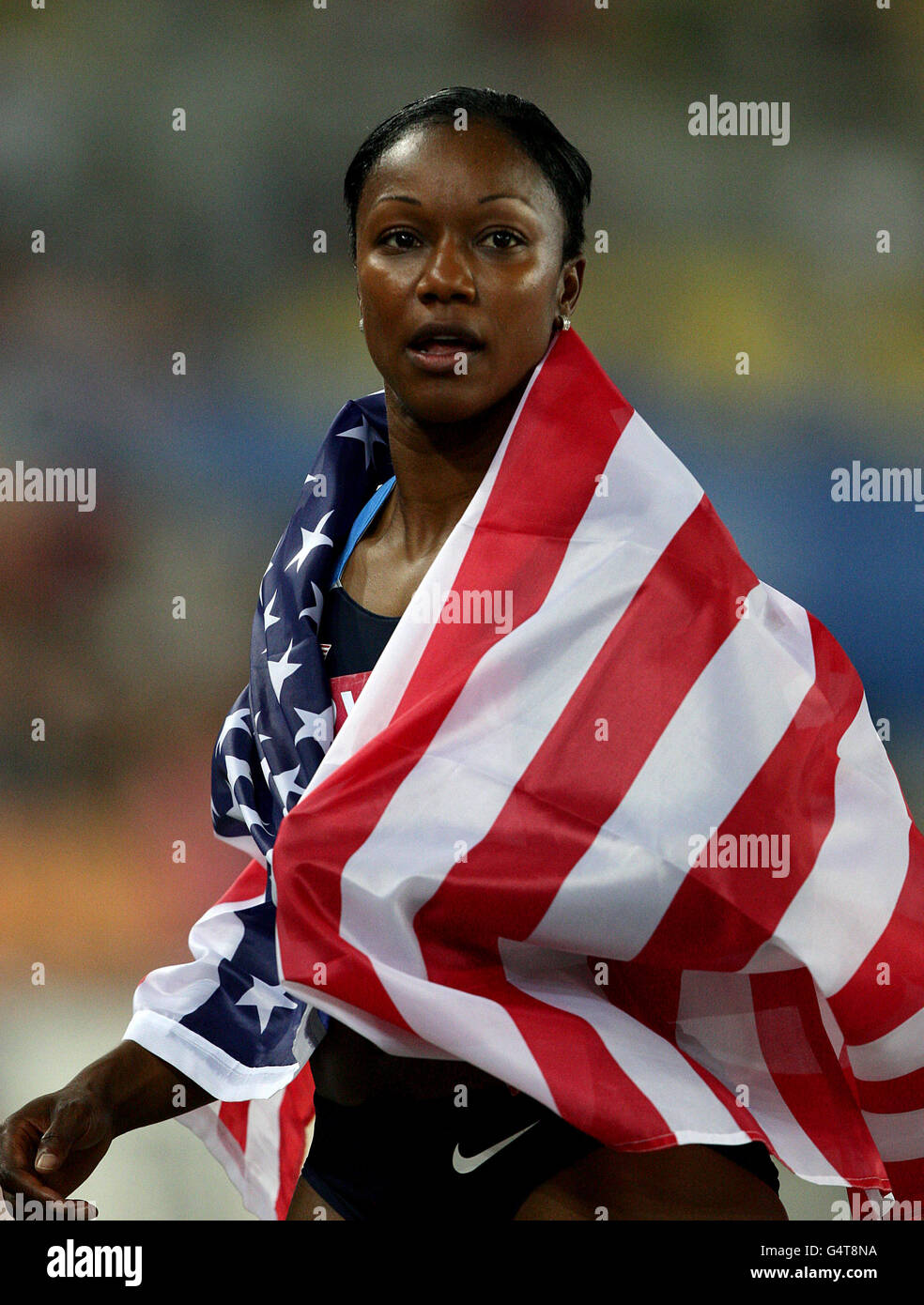 Usas carmelita jeter celebrates winning the womens 100m final hi-res ...