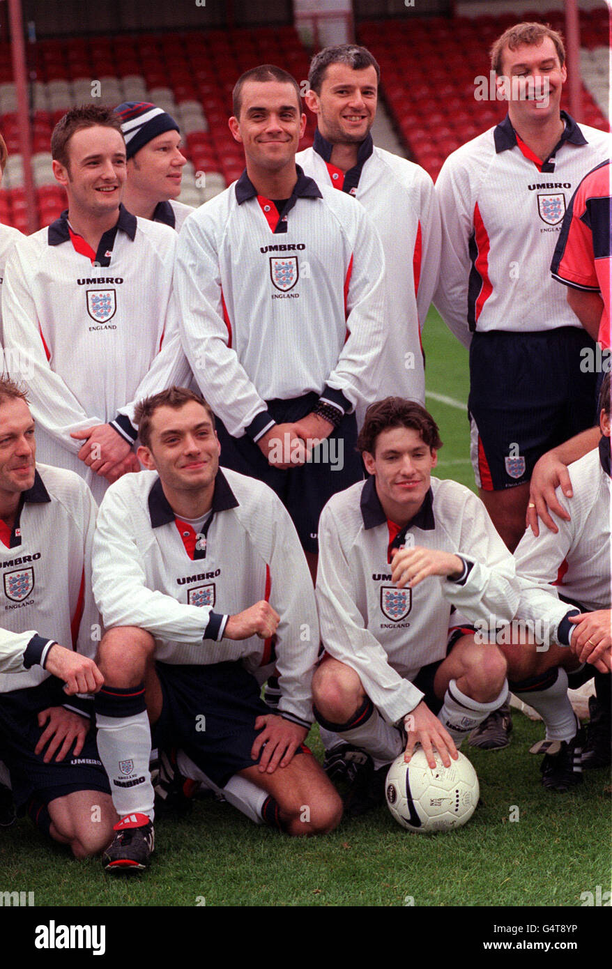 Robbie Williams (centre), with Jude Law (bottom left) and Dean Gaffney ...