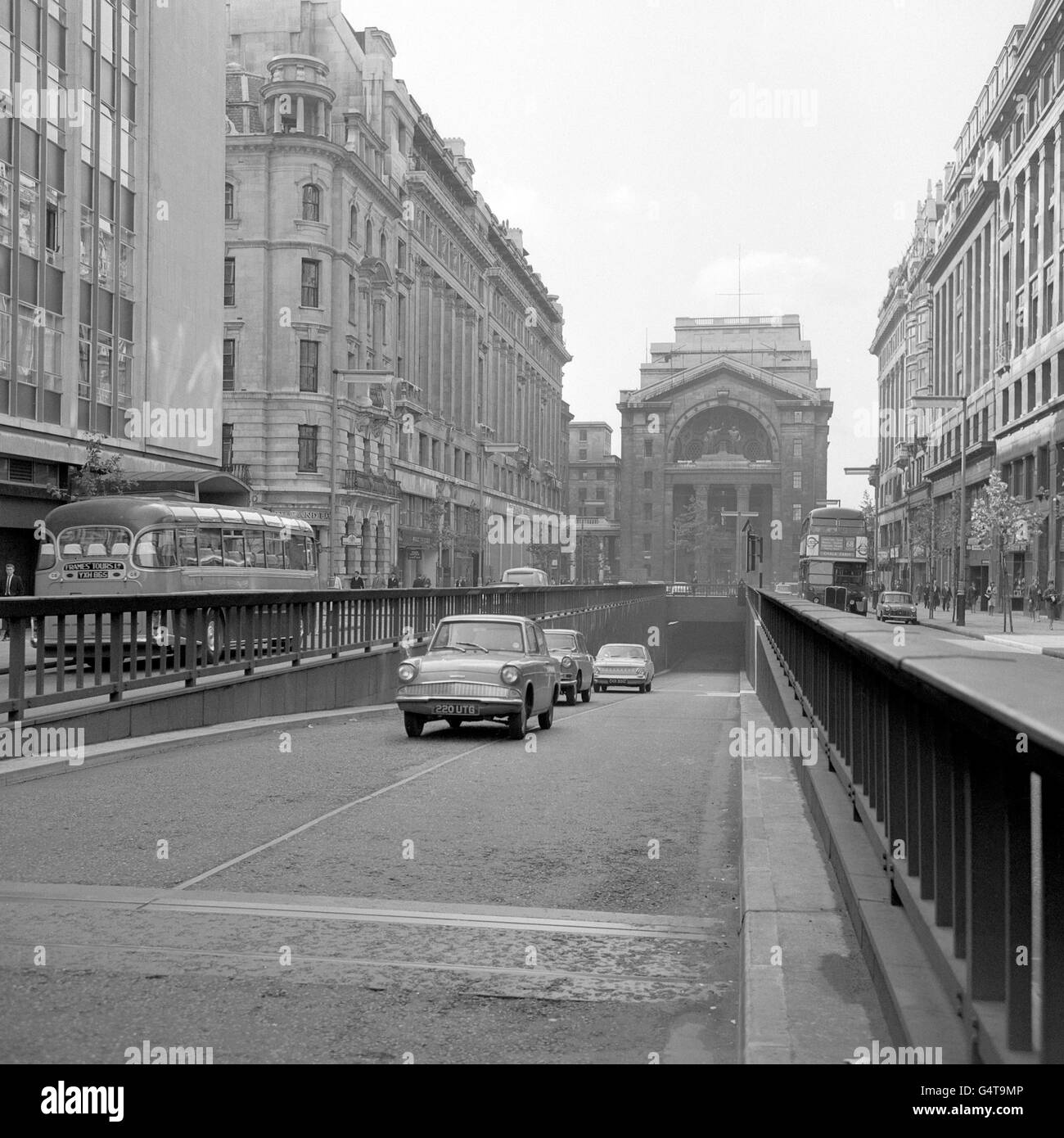Cars drive through the strand underpass in central london hi-res stock ...