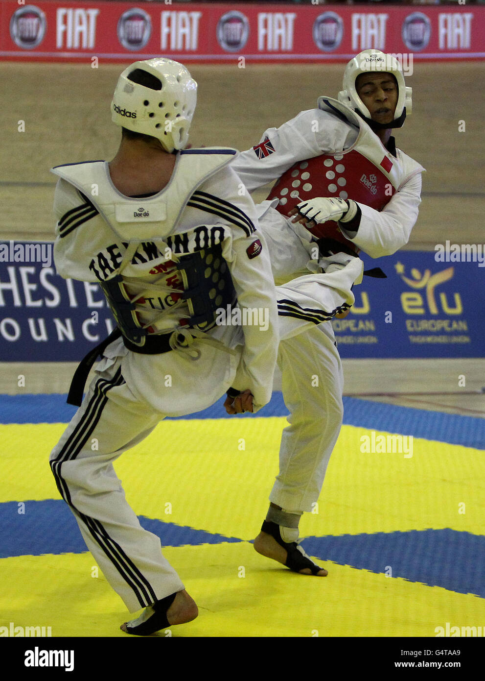 Great Britain's Ruebyn Richards (red) and David Brown during their ...