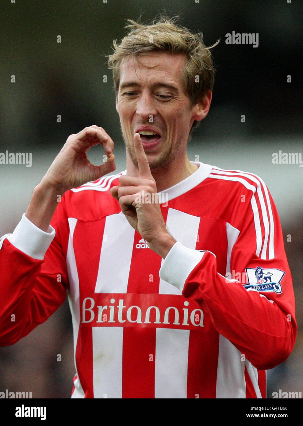 Stoke City's Peter Crouch celebrates scores his sides first goal of the ...