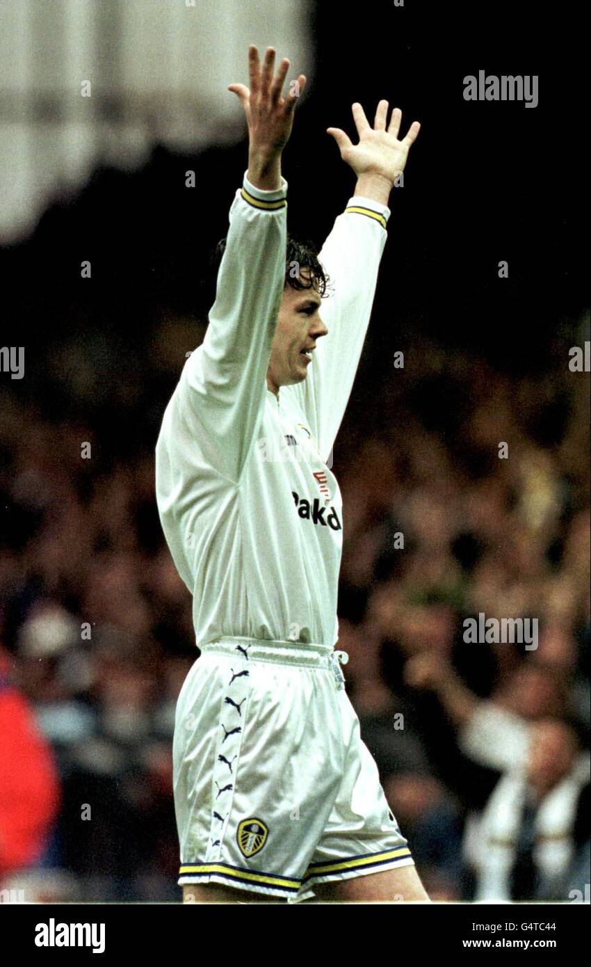 Leeds United's Ian Harte celebrates putting Leeds in front in the ...