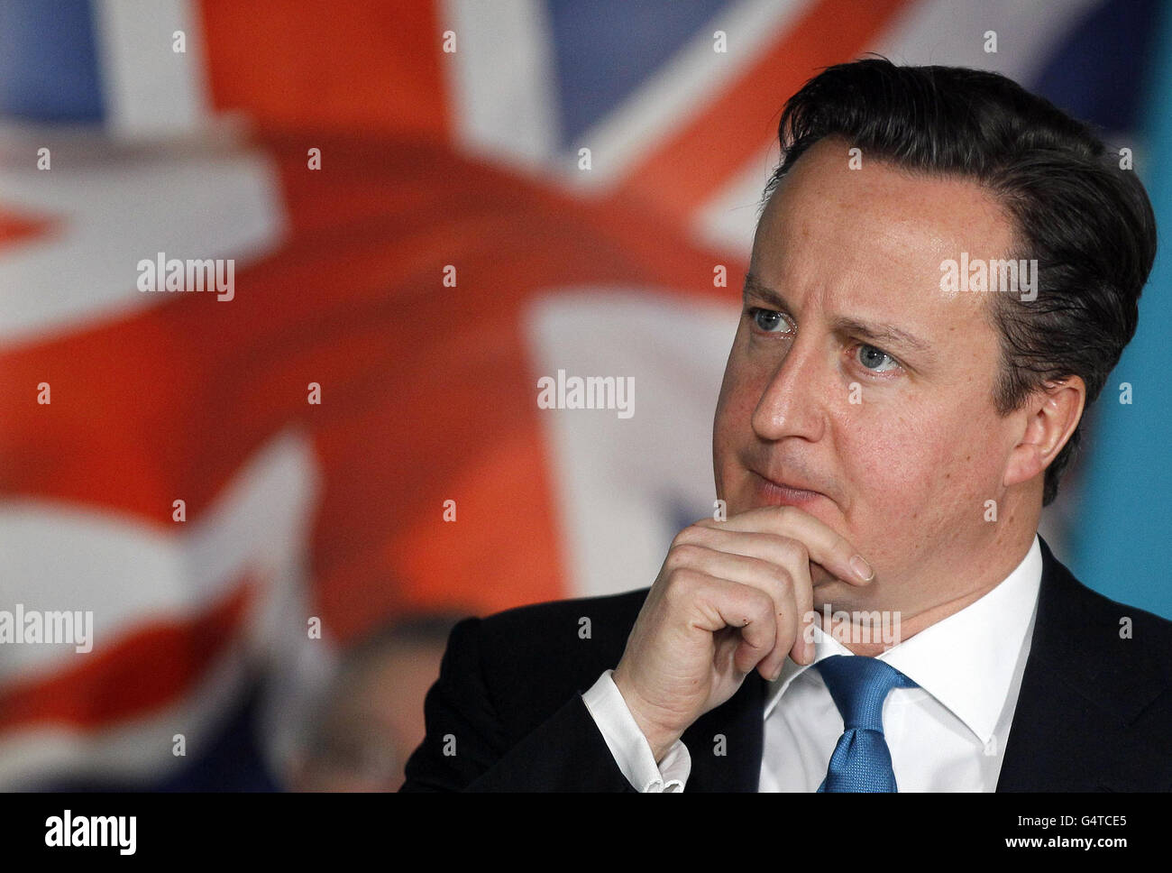 Prime Minister David Cameron speaks during the first Prime Minister ...