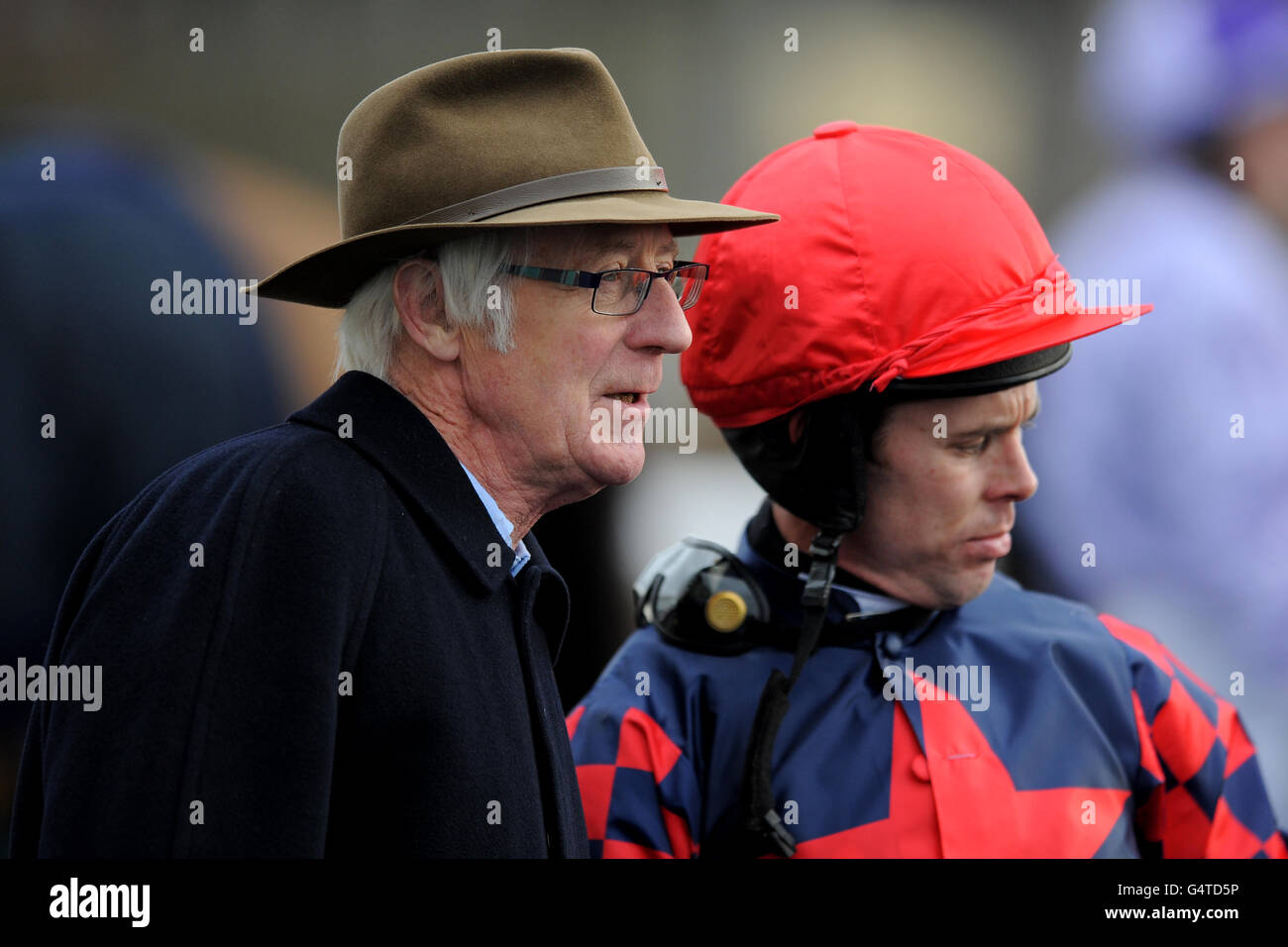 Trainer tom tate chats jockey graham lee in winners enclosure hi-res ...