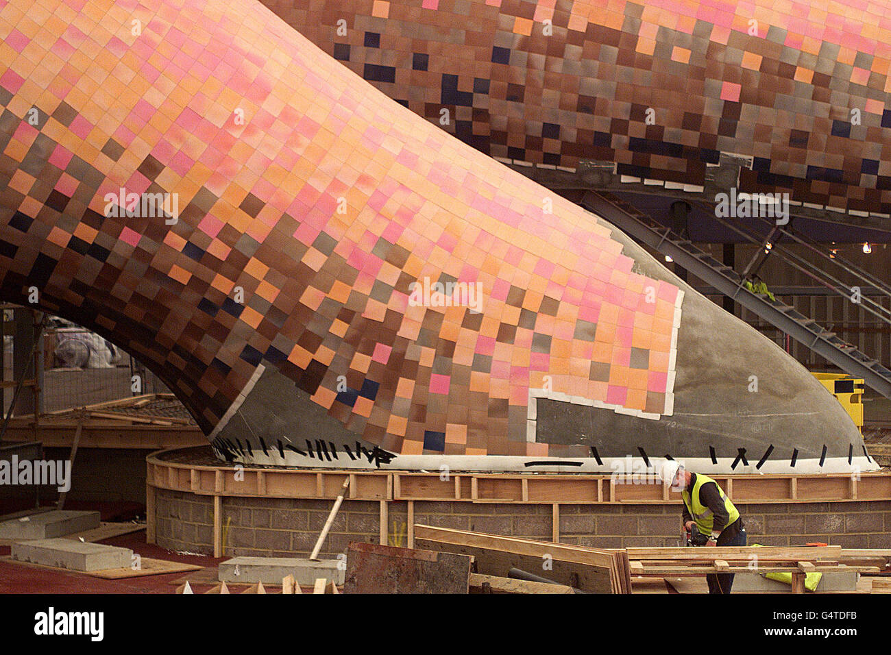 Work continues in the Body Zone on the Millennium Dome, with a ...