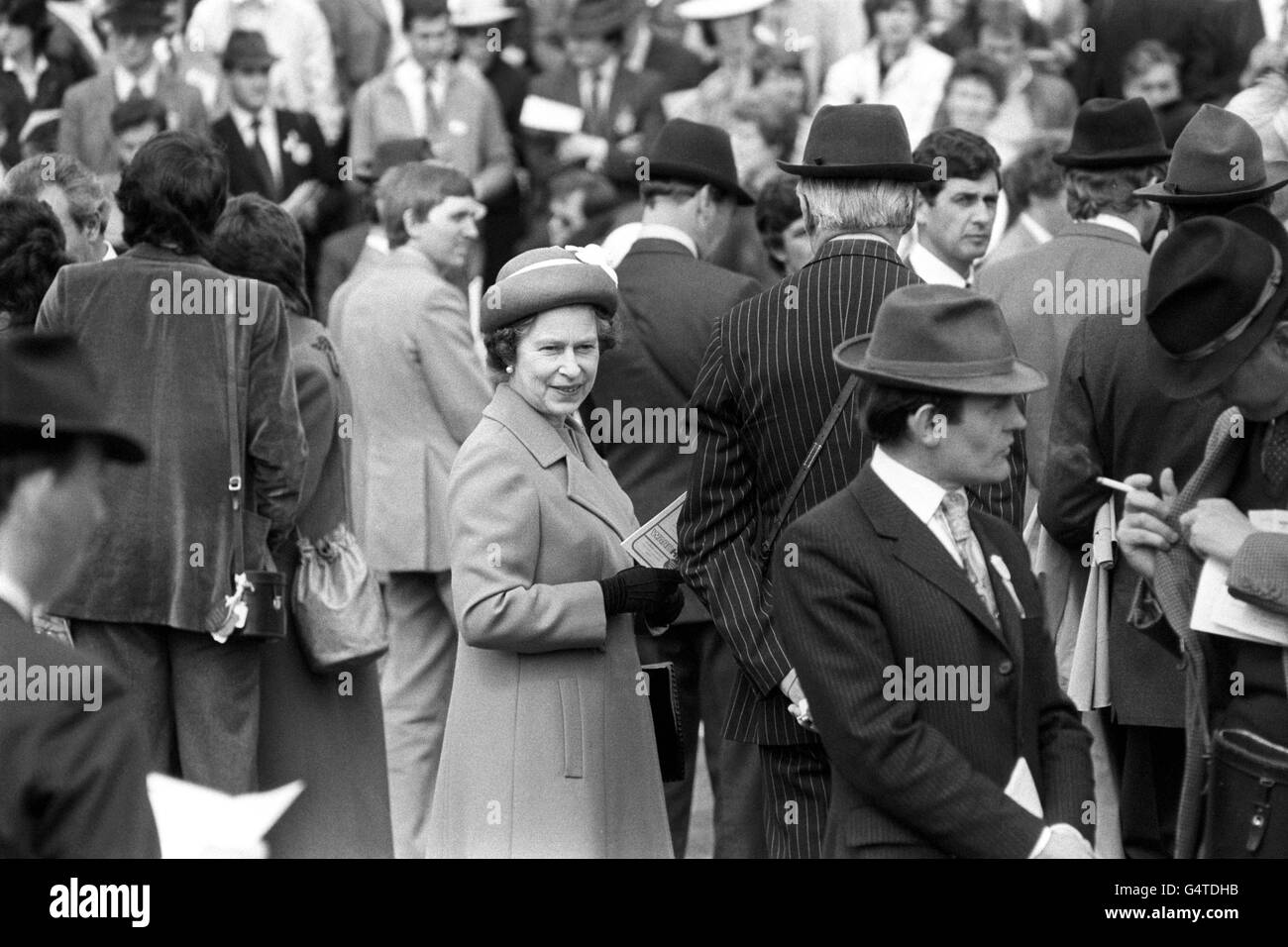 Queen Elizabeth II in the paddock for the 2,000 Guineas Stakes and the ...